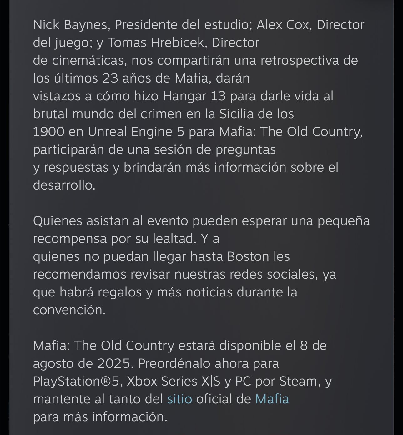 Mafia: The Old Country podría salir este 8 de agosto - IG News