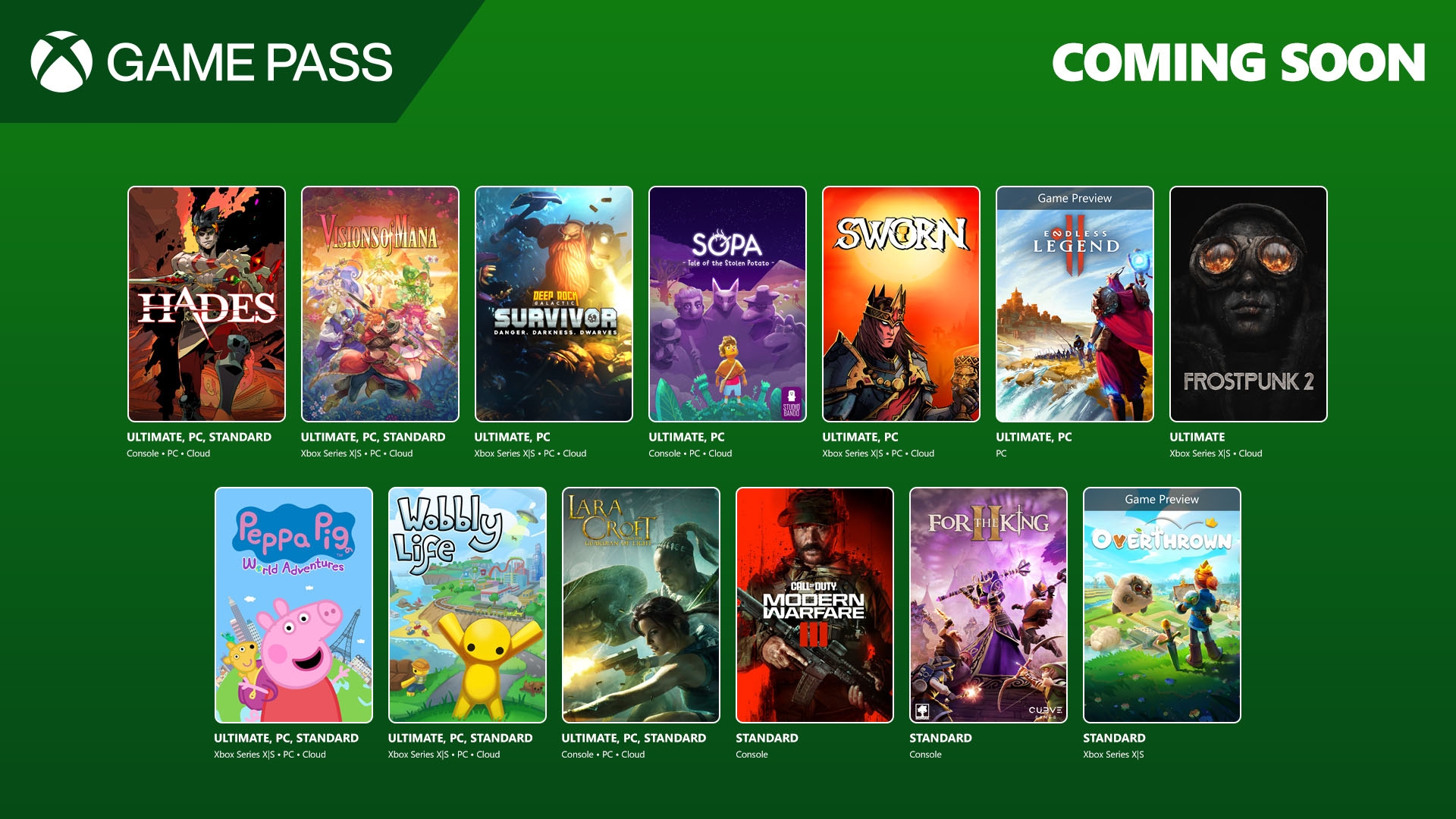 Xbox Game Pass: Hades, Visions of Mana, Frostpunk 2 und mehr kommen bald - IG News