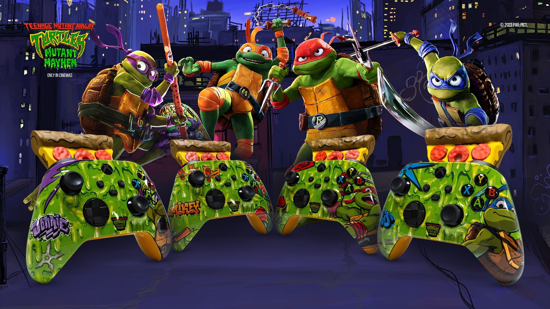 Xbox-Controller in den Farben der Ninja Turtles und mit Pizzageschmack ...