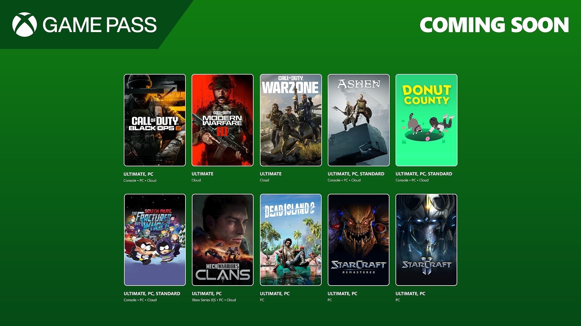 Coming to Xbox Game Pass this October: Black Ops 6, StarCraft ...