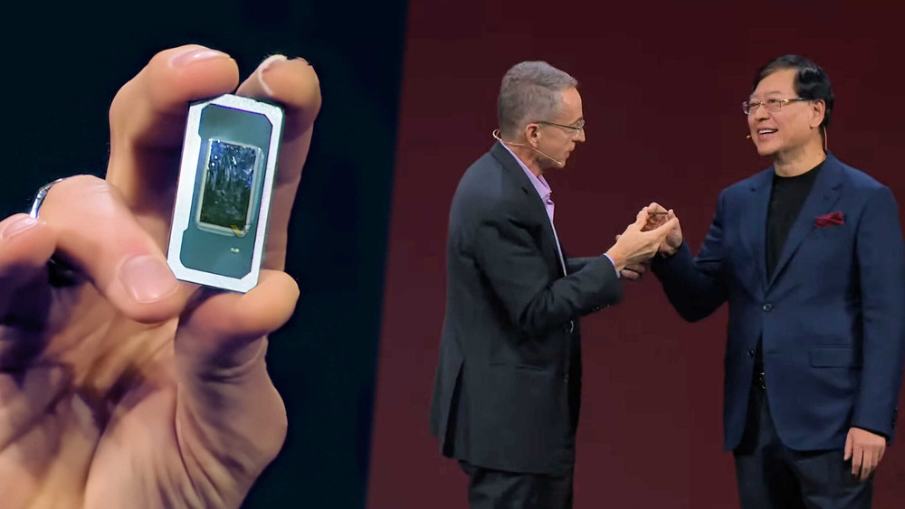 Intels CEO präsentiert das allererste Muster der Panther Lake CPU mit ...
