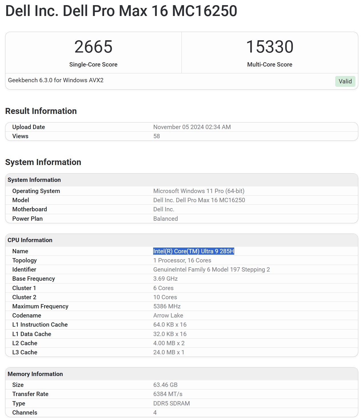 Intel Core Ultra 9 285H “Arrow Lake” technical specifications leaked ...