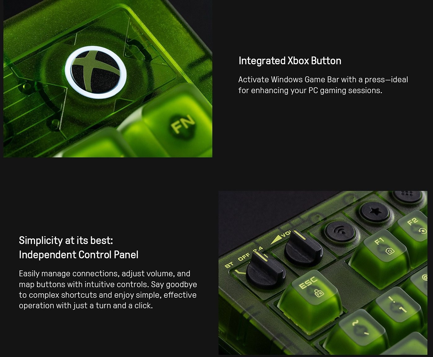 A keyboard and mouse in the colors of the first Xbox release in January ...