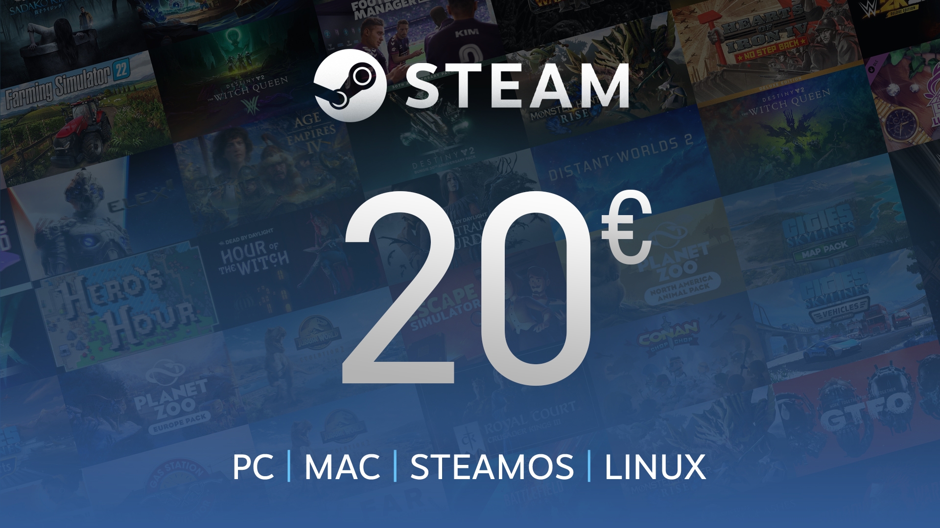 Acheter Steam Gift Card 20€ (Steam) - EUR
